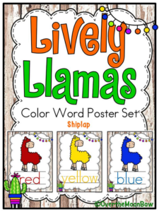 lively llamas | color words poster set