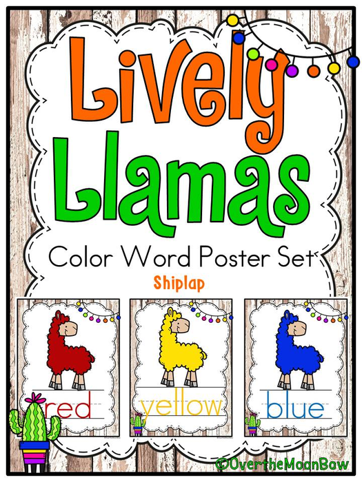 Lively Llamas | Color Words Poster Set