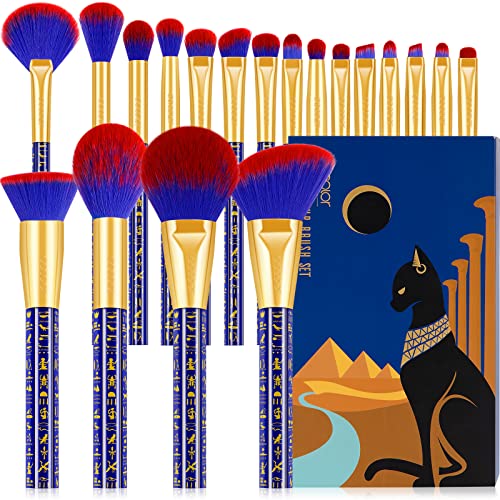 Docolor Makeup Brushes 19Pcs Makeup Brush Set Premium Gift Synthetic Powder Kabuki Foundation Contour Blush Concealer Eye Shadow Blending Liner Make Up Brush Kit, Ancient Egyptian Series