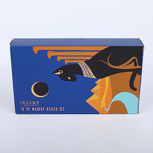 Docolor Makeup Brushes 19Pcs Makeup Brush Set Premium Gift Synthetic Powder Kabuki Foundation Contour Blush Concealer Eye Shadow Blending Liner Make Up Brush Kit, Ancient Egyptian Series