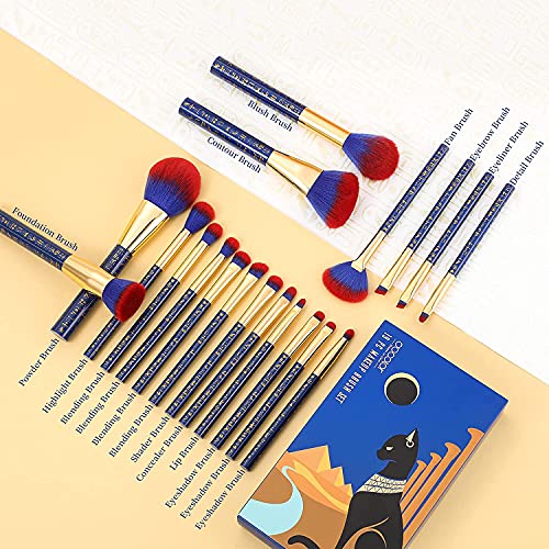 Docolor Makeup Brushes 19Pcs Makeup Brush Set Premium Gift Synthetic Powder Kabuki Foundation Contour Blush Concealer Eye Shadow Blending Liner Make Up Brush Kit, Ancient Egyptian Series