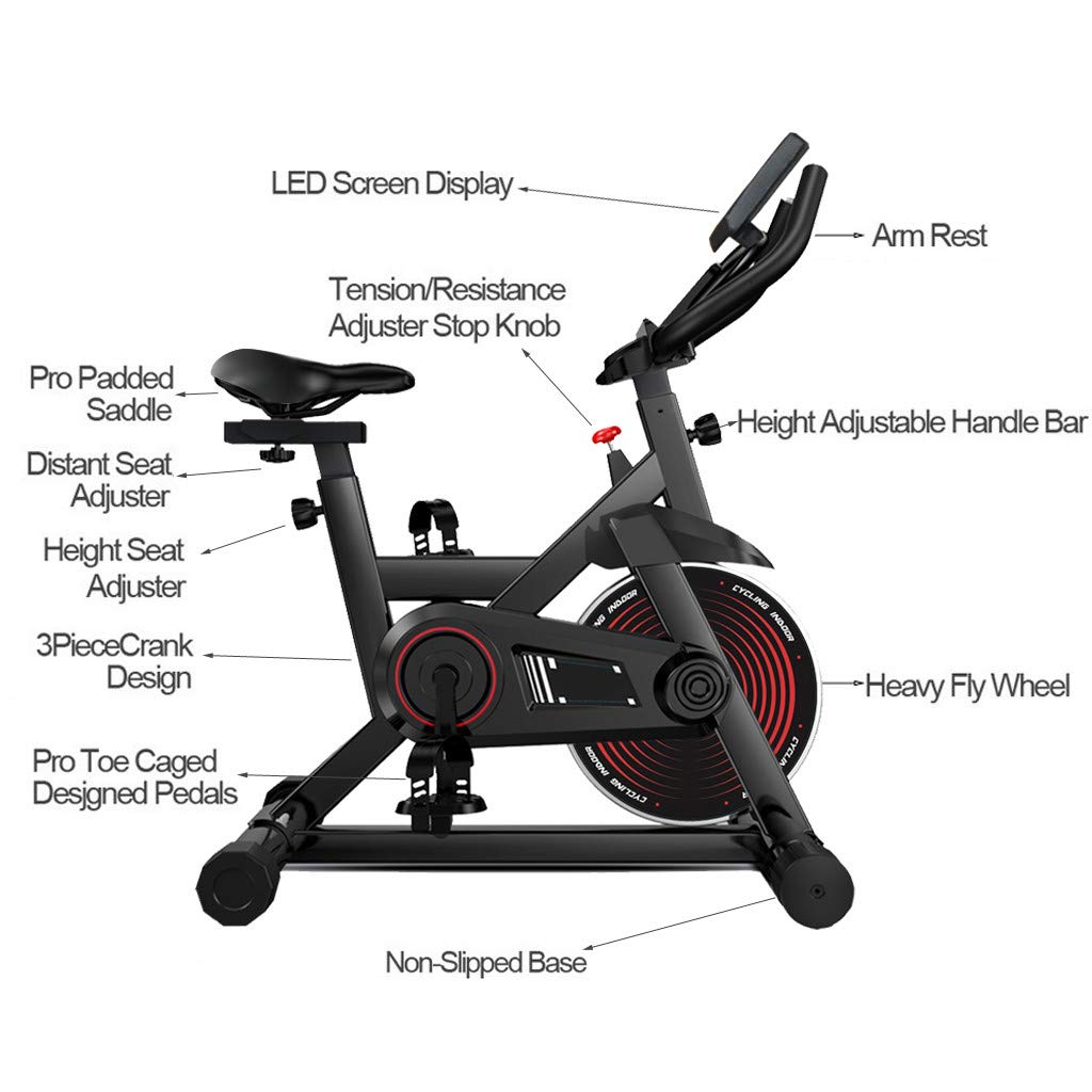 Indoor Cycling Bike Professional Exercise Cycle Bike Sport Bike with LCD Digital Monitor Phone Holder, Stationary Bikes Cardio Workout Machine Upright Bike Belt Drive Home Gym