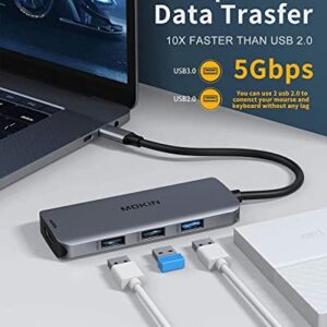 Docking Station USB C to Dual HDMI Adapter, MOKiN USB C Hub Dual HDMI Monitors for Windows,USB C Adapter with Dual HDMI,3 USB Port,PD Compatible for Dell XPS 13/15, Lenovo Yoga,etc