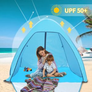 Pop Up Beach Tent Kratax Automatic Pop Up Instant Shade Sun Shelter UPF 50+ Portable Canopy Cabana for Adults Kids Baby Outdoor Activities, Camping Fishing Park Hiking Picnic