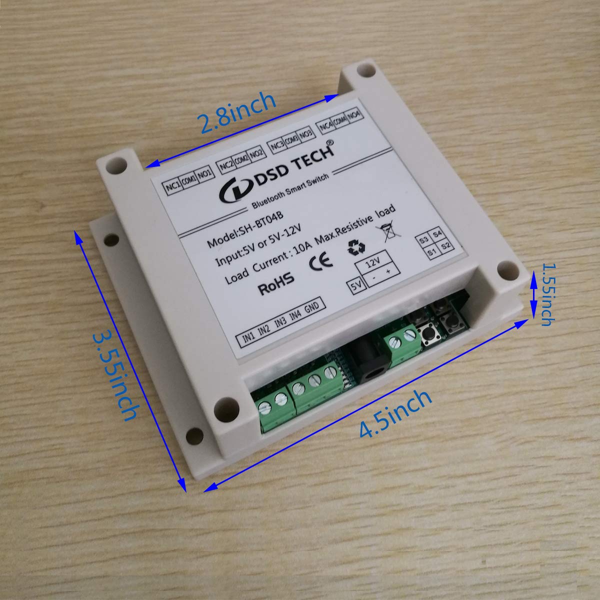 DSD TECH SH-BT04B 4 Channel Bluetooth Relay V2 Support Timer and Security Code