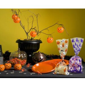 Hifunwu 120 PCS Halloween Cellophane Bags Halloween Treat Bags with Ties Trick or Treat Bags for Candy Cookie Goodies Gift Favor Halloween Party Supplies