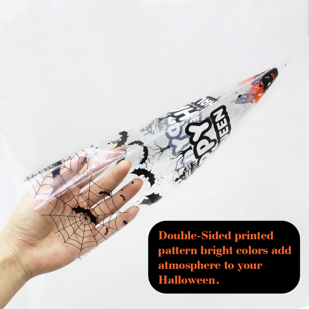 Hifunwu 120 PCS Halloween Cellophane Bags Halloween Treat Bags with Ties Trick or Treat Bags for Candy Cookie Goodies Gift Favor Halloween Party Supplies