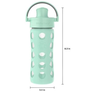 Lifefactory 16-Ounce Glass Water Bottle with Active Flip Cap and Protective Silicone Sleeve, Mint