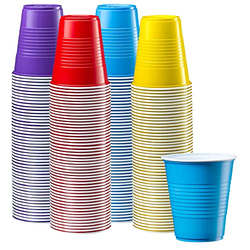 Comfy Package [240 Pack 12 oz. Disposable Party Plastic Cups - Assorted Colors Drinking Cups