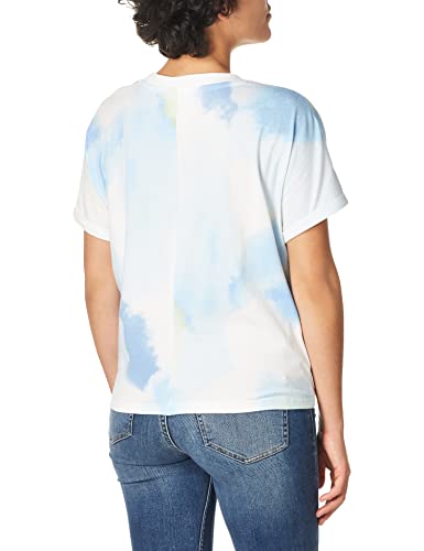 Champion Women's Tie-Front Print Tee, Multi Wash Cloud Deep Forte Blue, X- Small