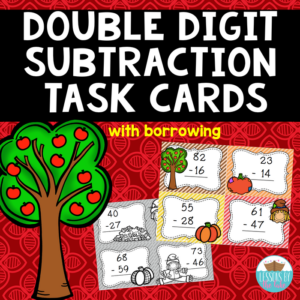 double digit subtraction fall task cards {with borrowing/ regrouping}