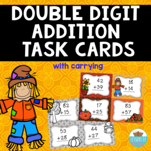 double digit addition fall task cards {with borrowing/ regrouping}