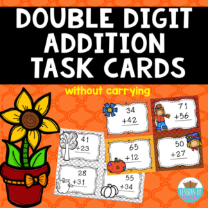 double digit addition fall task cards {without borrowing/ regrouping}