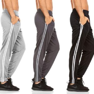 DARESAY 3 Pack: Men’s Athletic Pants with Pockets, Mens Sweatpants, Workout Pants for Men with Pockets (Up to 3XL)