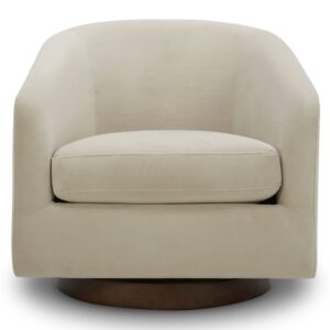 CHITA Swivel Accent Chair Armchair, Round Barrel Chair in Fabric for Living Room Bedroom, Pebble Grey