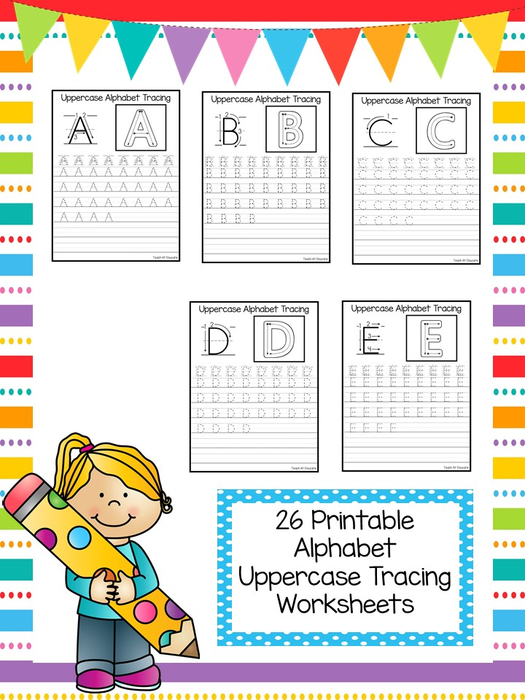 26 Printable Uppercase Alphabet Tracing Worksheets