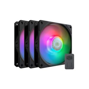 cooler master sickleflow 120 argb 3n1 pack case & cooling fan – controller included, argb motherboard compatible, translucent air balance blades, 62 cfm, 2.5 mmh2o, 8 to 27 dba - argb