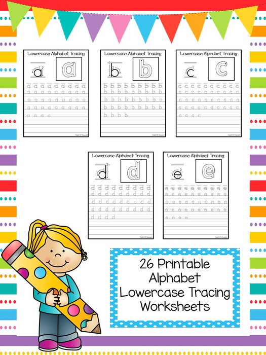 26 Printable Lowercase Alphabet Tracing Worksheets