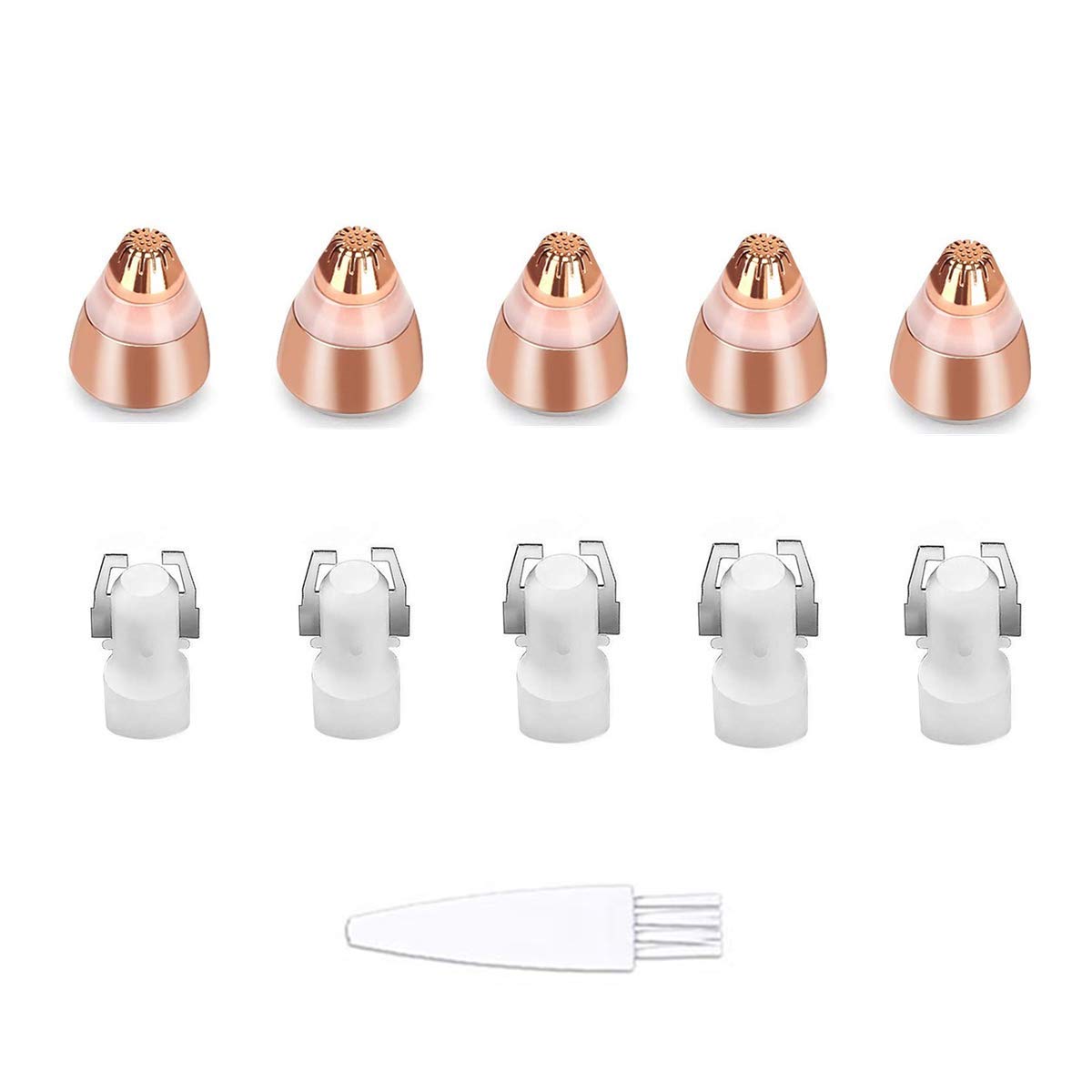 MXiiXM Eyebrow Hair Remover Replacement Heads for Women Painless Eyebrow Trimmer Blades, Perfect and Smooth, with Cleaning Brush, As Seen On TV, Rose Gold (5Pcs)