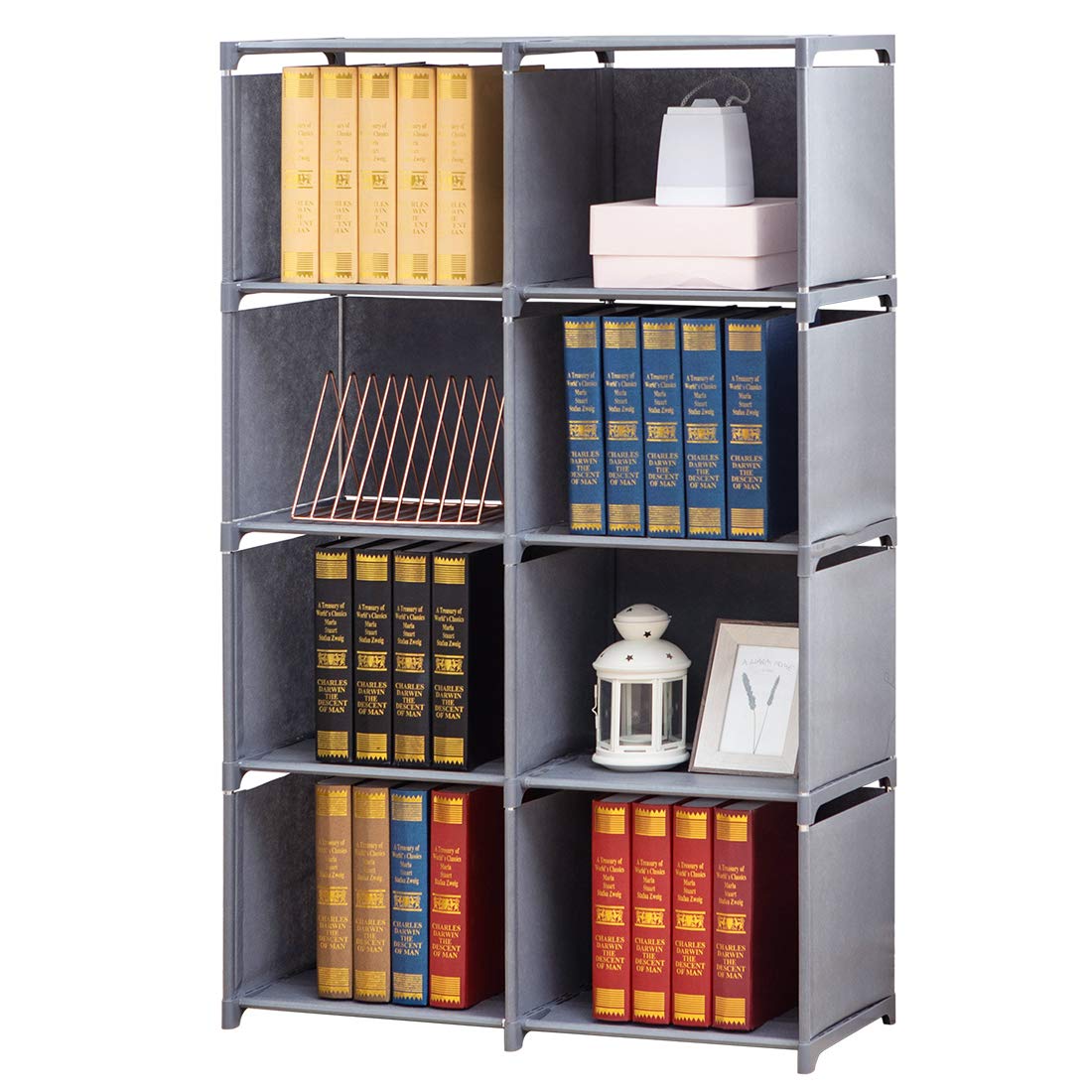 COPREE 4-Shelf 8 Cube Bookshelf(Grey)