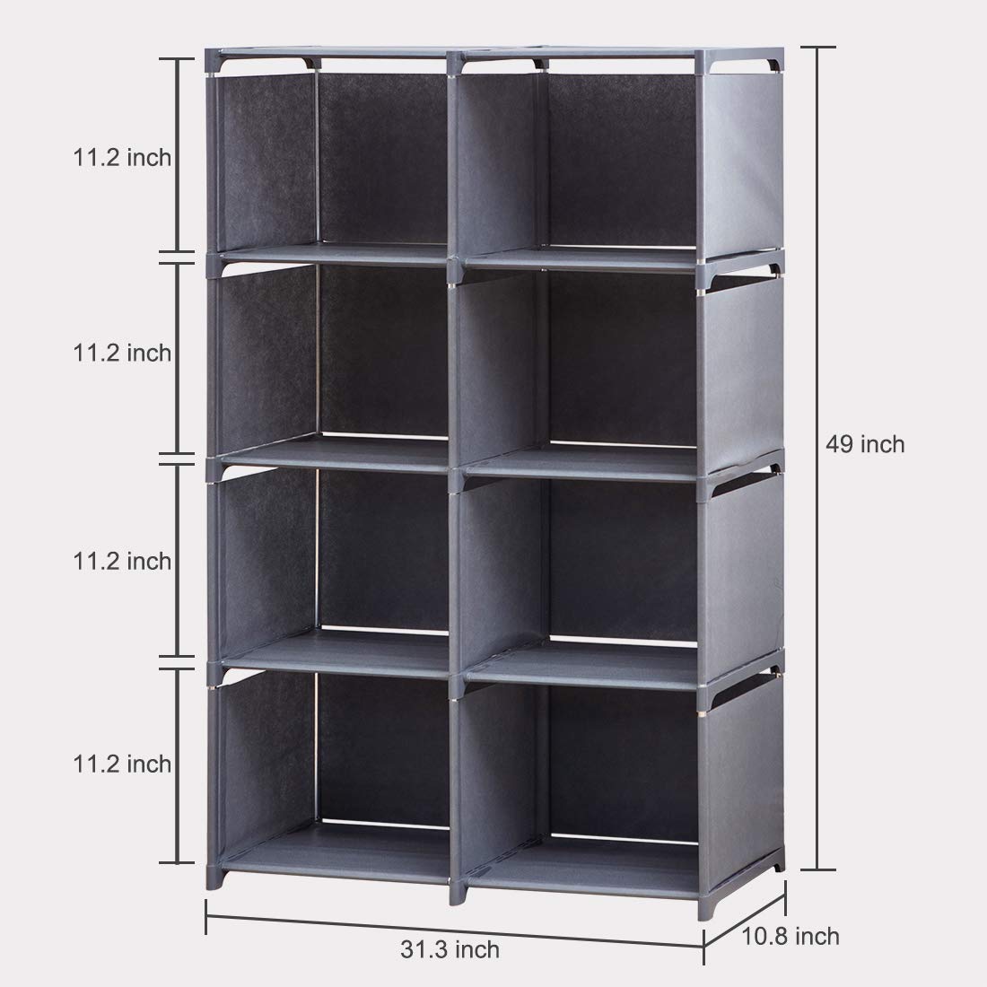 COPREE 4-Shelf 8 Cube Bookshelf(Grey)