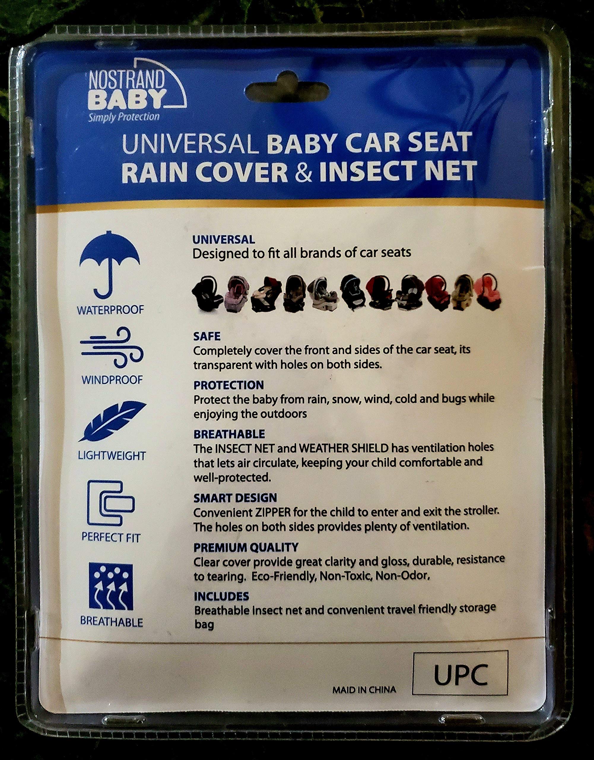 Baby Child Car Seat Rain Cover for Doona Car Seat Protects Insect Screen, Waterproof, Travel