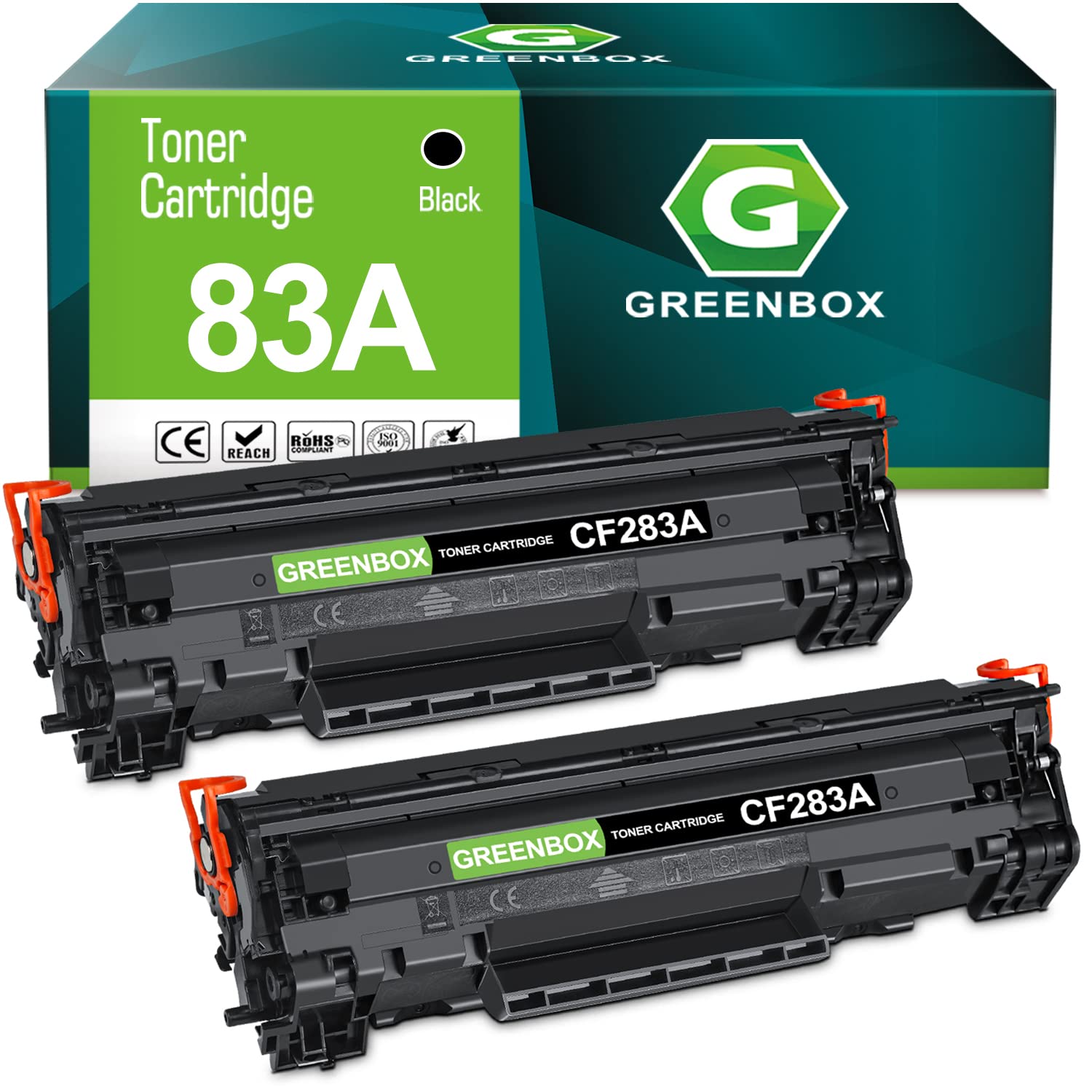 GREENBOX Compatible Toner Cartridge CF283A Replacement for HP 83A CF283A 83X CF283X for Pro M201dw M201n M201 M125 M125nw M127fn M127fw M225dn M225dw Printer (2 Black, High-Yield)