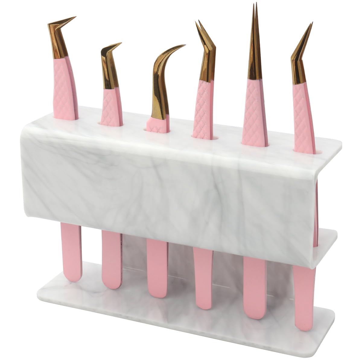 Mekupeu 6 Holes Marble Tweezers Holder Eyelash Extension Supplies Display Stand Tweezer Shelf Holder 1 PCS