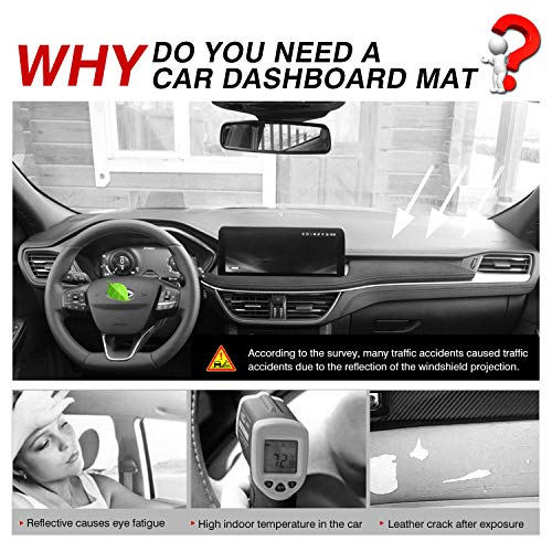 Autorder Dashboard Cover Mat for Ford Escape 2020 2021 2022 2023 2024 Accessories Dash Cover Suede Dash Mat Sunshade Glare UV Rays Protector