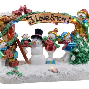 Christmas Village Building A Snowman - Pre-lit Tabletop Snow Village - Perfect Addition to Your Christmas Indoor Decorations & Christmas Village Displays