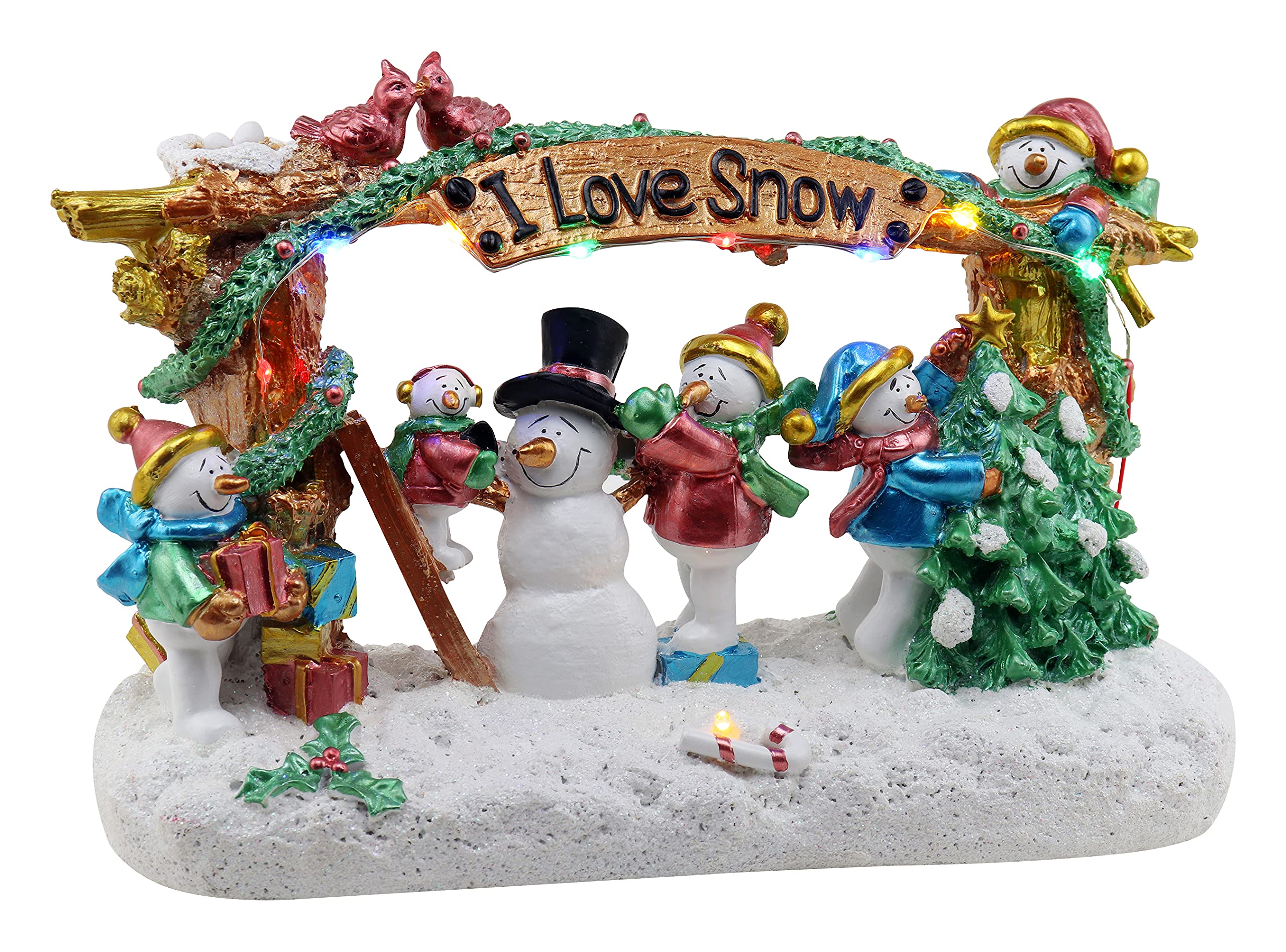 Christmas Village Building A Snowman - Pre-lit Tabletop Snow Village - Perfect Addition to Your Christmas Indoor Decorations & Christmas Village Displays