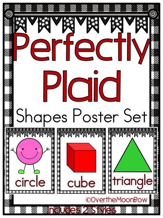 Perfectly Plaid | Black & White | Shapes Poster Set