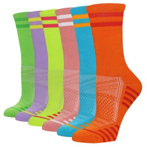 fundency women's athletic crew socks 6 pack, running breathable cushion socks with arch support