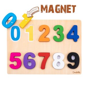 magnetic wooden educational number puzzle - learn numbers & color recognition toy – toddler preschool game – kids montessori education