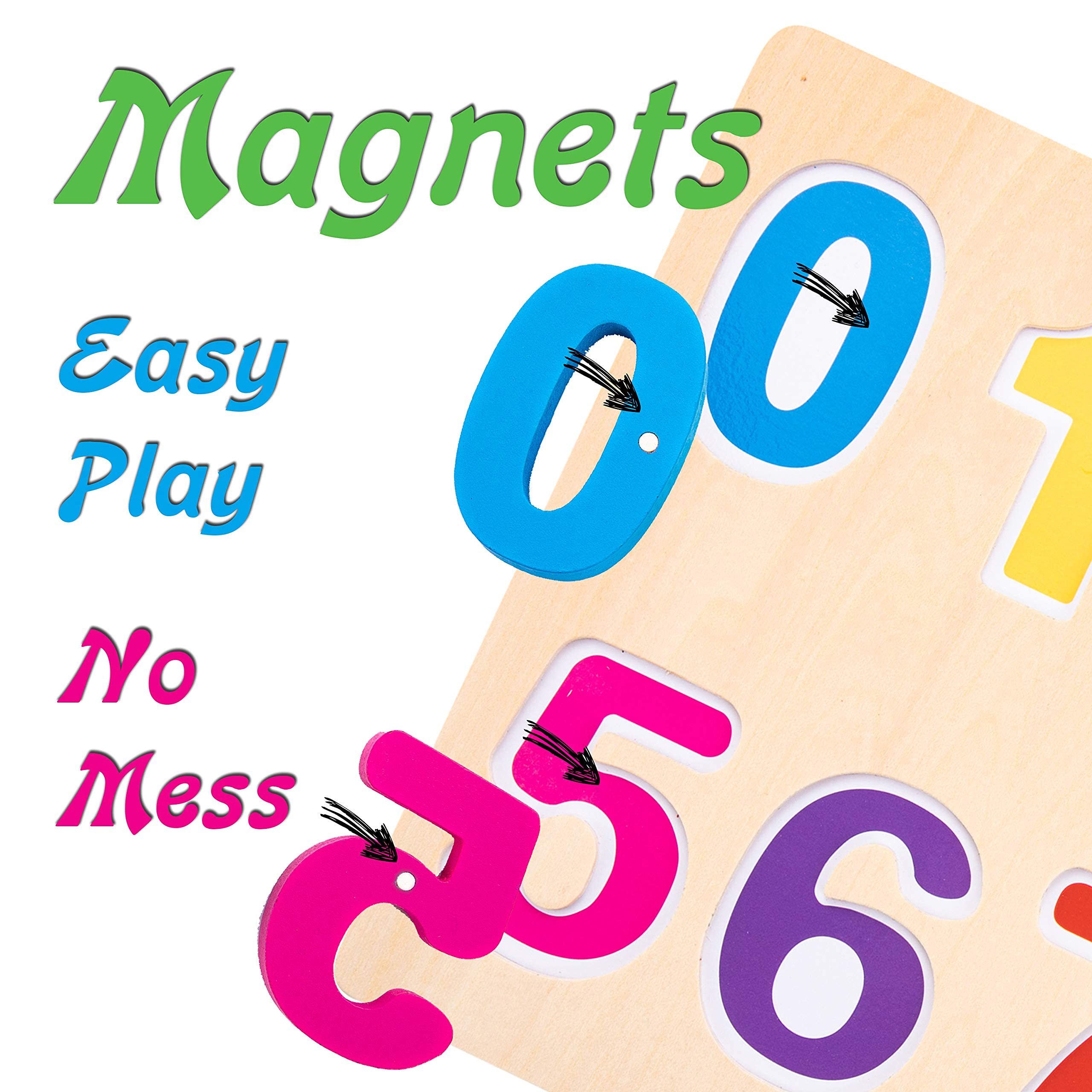 Magnetic Wooden Educational Number Puzzle - Learn Numbers & Color Recognition Toy – Toddler Preschool Game – Kids Montessori Education