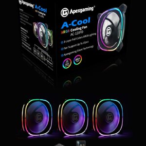 ApexGaming F601 Eye of Lightning MidTower Gaming Case Pre-Installed LED RGB Strip and RGB Cooling Fan/Clear Tempered Glass SidePanel, DuskFilter & Rear Cooling Fan