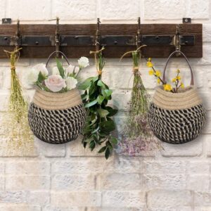 Wall Hanging Organizer Storage Baskets, 2 Pack Jute Woven Hanging Basket for Organizing, Small Woven Baskets for Storage, Hanging Basket Flower Plants