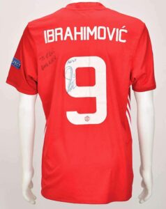 zlatan ibrahimovic signed game worn man u 16-17 uefa jersey beckett bas - autographed soccer jerseys