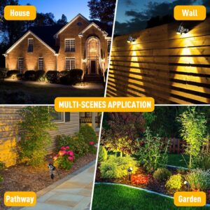 ECOWHO 2 Pack Extendable Landscape Spotlights, Low Voltage Landscape Lighting IP65 Waterproof Outdoor Garden Lights for House Yard Pathway Flag Holiday (2700K Warm White, NO Plug)