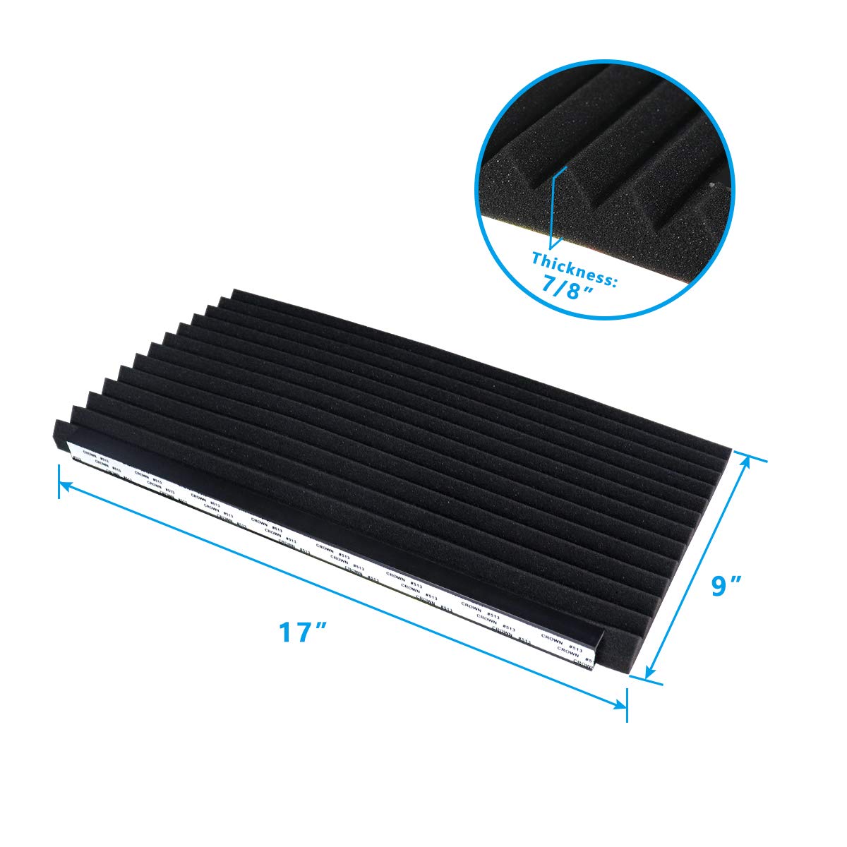 Air Jade Window Air Conditioner Side Panels Insulation, Window AC Side Foam Panel of 17 x 9 x 7/8 inches, Pack of 2, Black