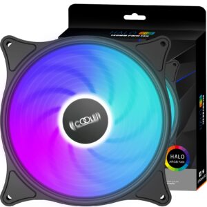 pccooler 140mm fan moonlight series, pc-m140 rgb led pwm fan with duo-side halo - silentpro 9 fan blade - hydraulic bearing - high performance cooling computer case fan (compatible pc-3m120 series)