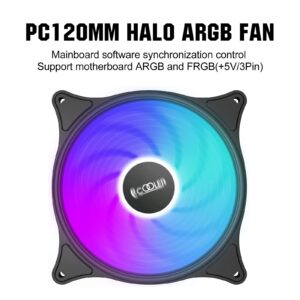 Pccooler 140mm Fan Moonlight Series, PC-M140 RGB LED PWM Fan with Duo-Side Halo - SilentPro 9 Fan Blade - Hydraulic Bearing - High Performance Cooling Computer Case Fan (Compatible PC-3M120 Series)