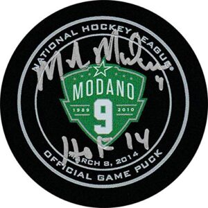 mike modano autographed dallas stars jersey retirement night puck - autographed nhl jerseys