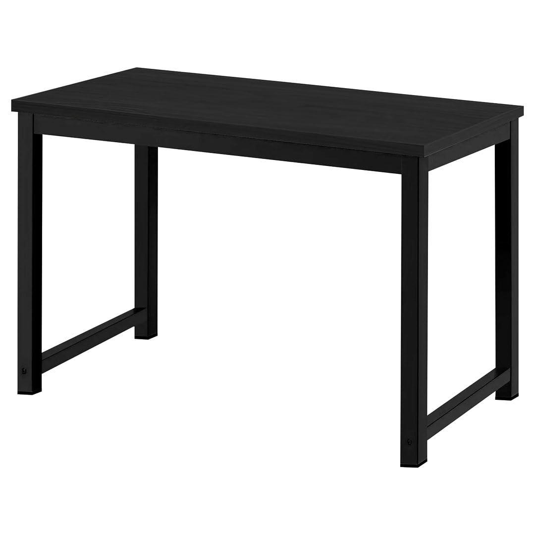 Halter Computer Desk for Home Office 47” Work Table Easy Assembly Cherry Desk Black Frame