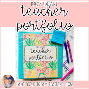 preppy teacher portfolio | 100% editable