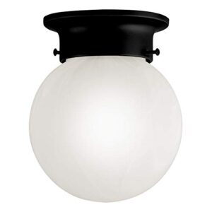 Design House 588483 Traditional 1 Indoor Ceiling Mount Globe Light Dimmable for Bedroom Dining Room Kitchen, No Pull Chain, Matte Black