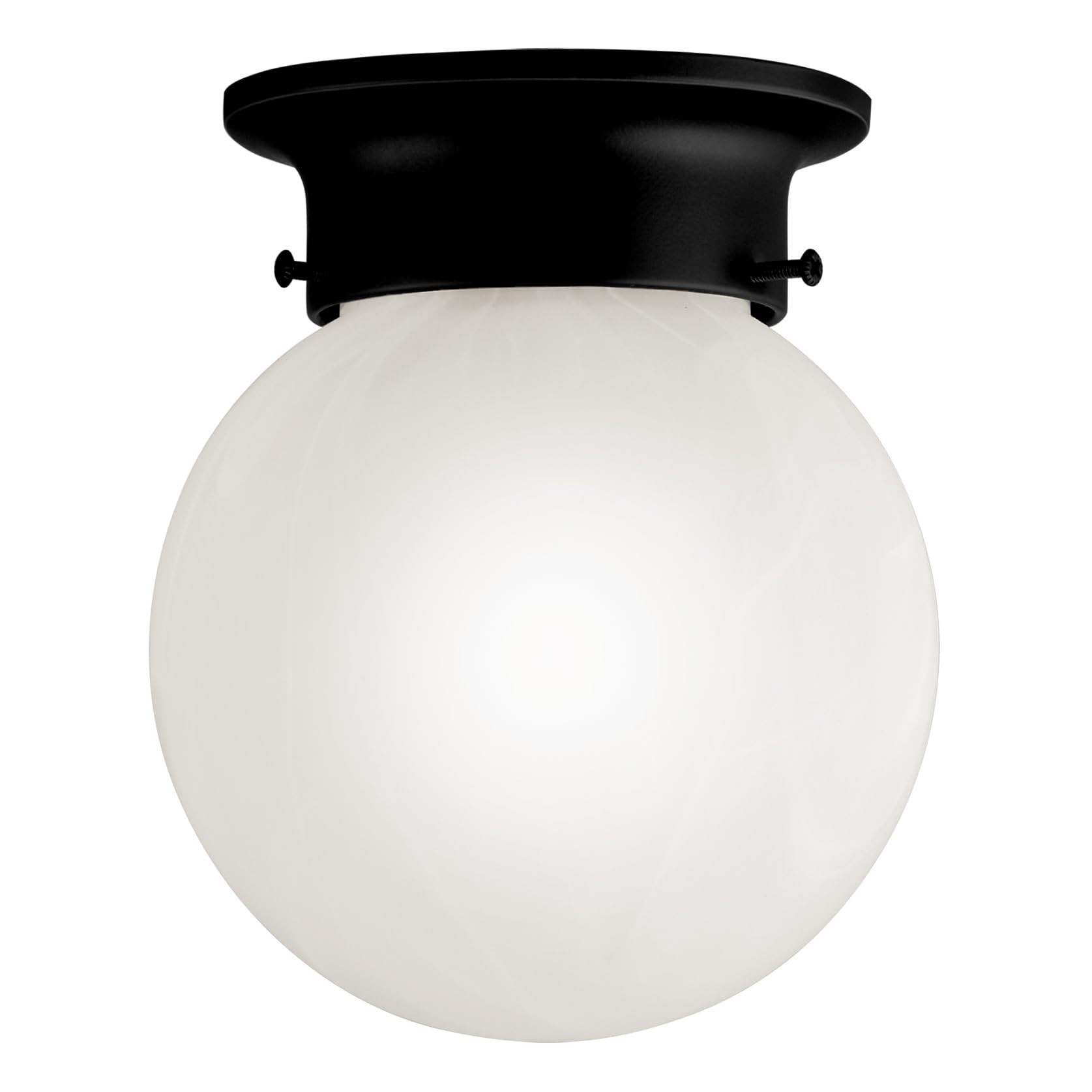 Design House 588483 Traditional 1 Indoor Ceiling Mount Globe Light Dimmable for Bedroom Dining Room Kitchen, No Pull Chain, Matte Black