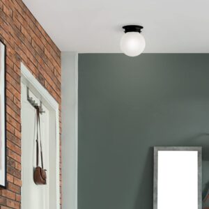 Design House 588483 Traditional 1 Indoor Ceiling Mount Globe Light Dimmable for Bedroom Dining Room Kitchen, No Pull Chain, Matte Black