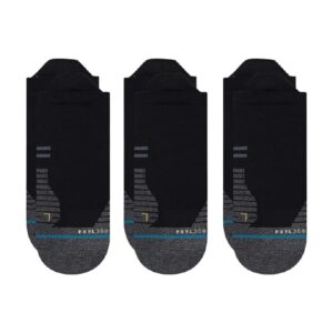 stance men's run light 3 pack sock, black lg (us men's shoe 9-13)