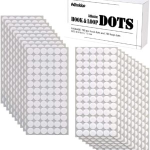 Adhoklop 1560 Pcs (780 Pairs) Dots with Adhesive 0.59 Inch Diameter Hook and Loop Nylon Sticky Back Glue Tapes, Adhesive Strips Fastener Round Tapes for School Classroom Teacher Supplies (White)